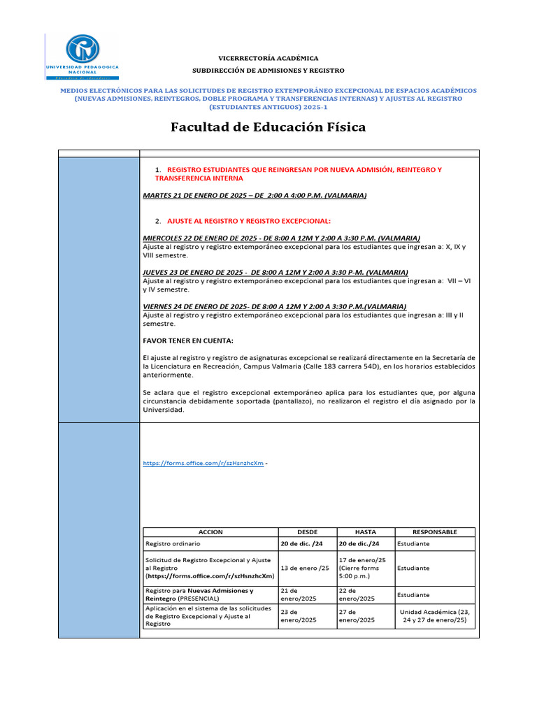 Registro Extemporáneo 2025-1 Educación Física | PDF