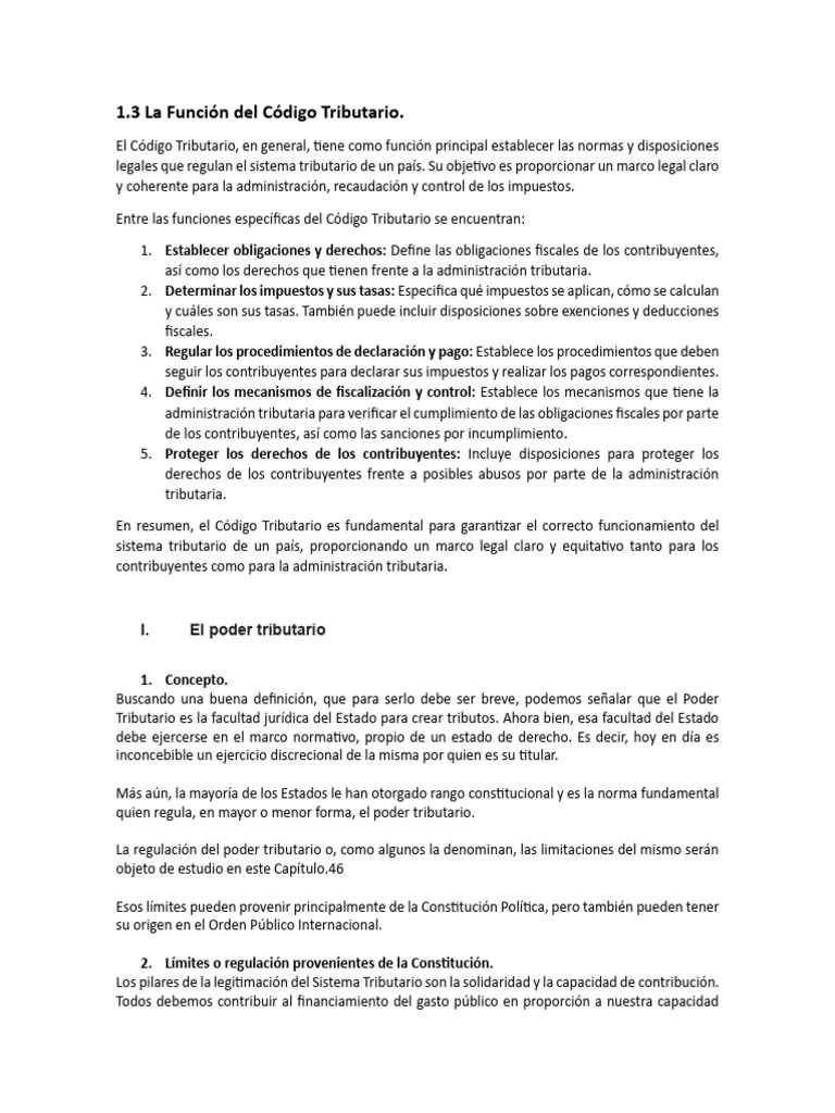1.3 La Funcion Del Codigo Tributario | PDF | Impuestos | Constitución
