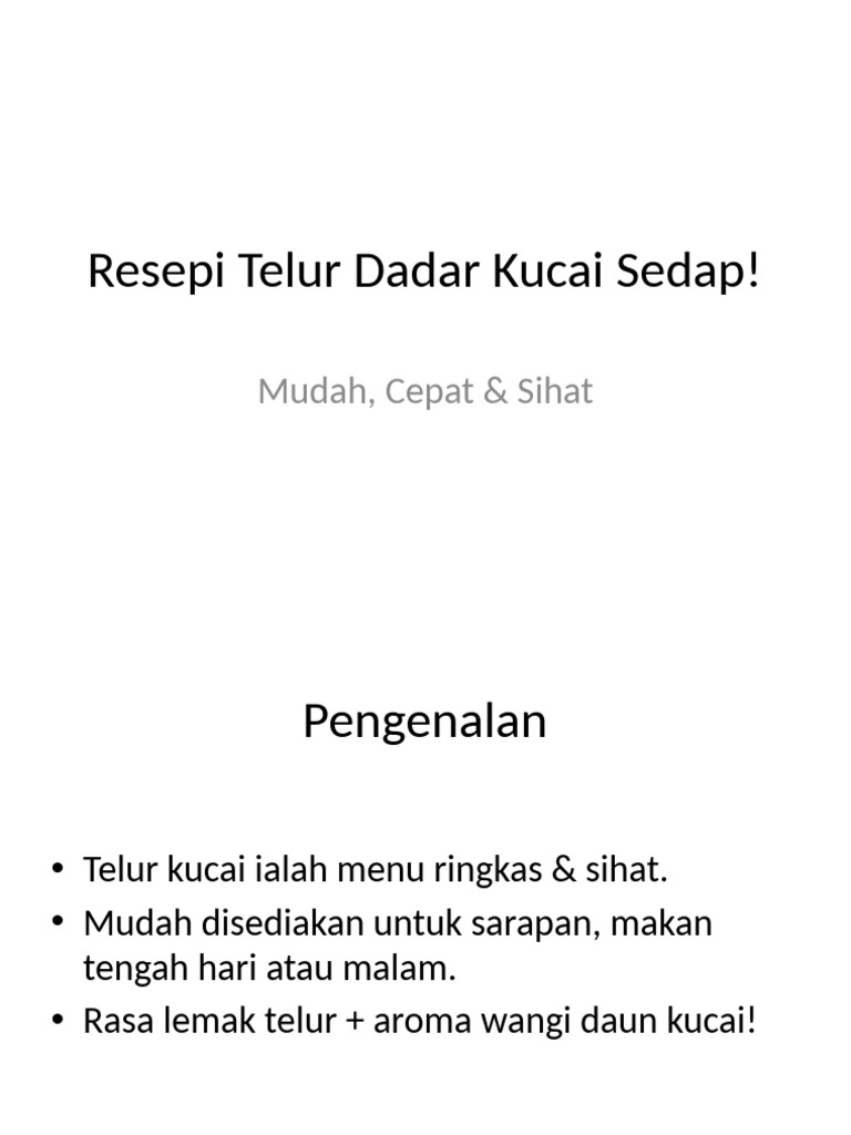 Resepi Telur Kucai Santai | PDF