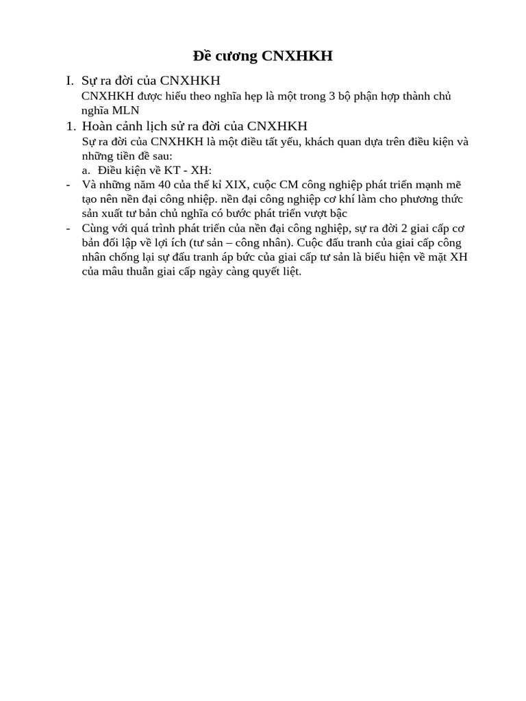 Đề cương CNXHKH | PDF