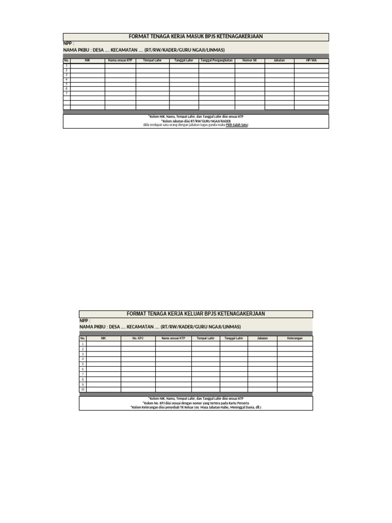 Format Mutasi Tenaga Kerja Desa (2) - 1 | PDF