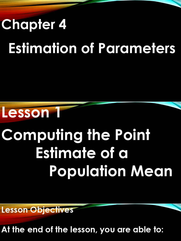 PDF Lesson 1 Computing The Point Estimate of A Population | PDF | Estimator | Standard Deviation