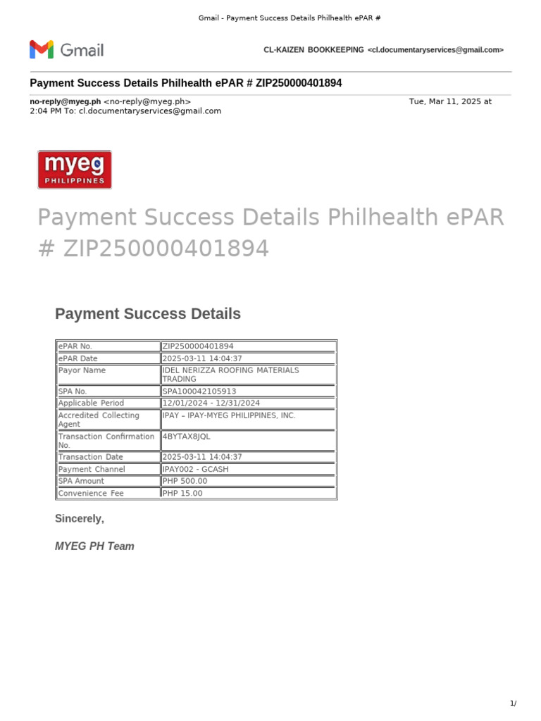 Philhealth Payment Success Details | PDF
