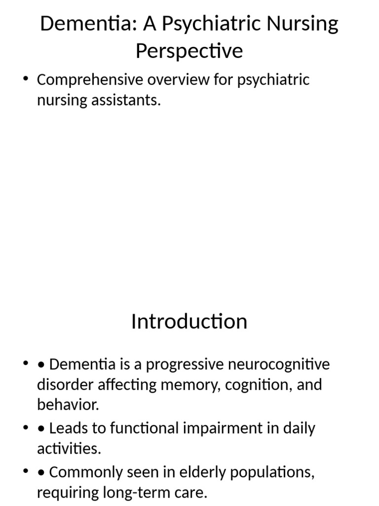 Dementia Care: A Nursing Guide | PDF | Dementia | Alzheimer's Disease
