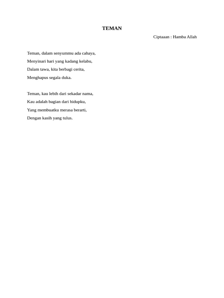 Puisi Teman Lomba | PDF