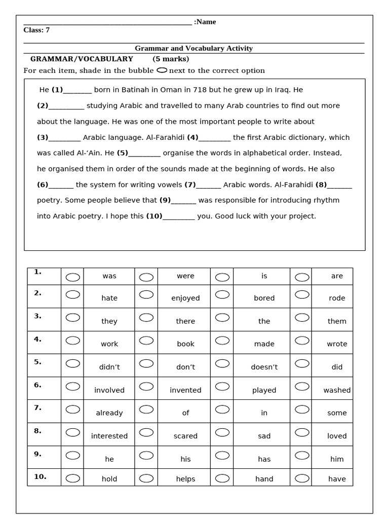 Grammar and Vocabulary | PDF