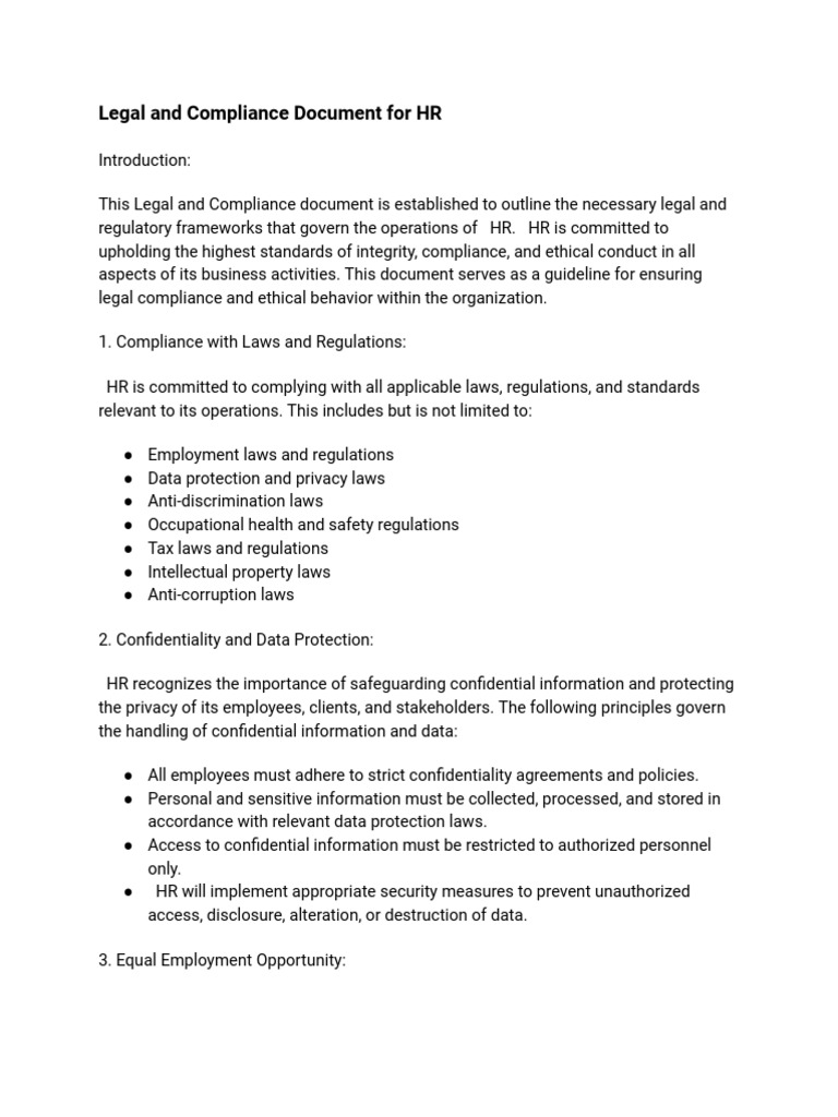 HR Legal Compliance Guidelines | PDF | Regulatory Compliance ...