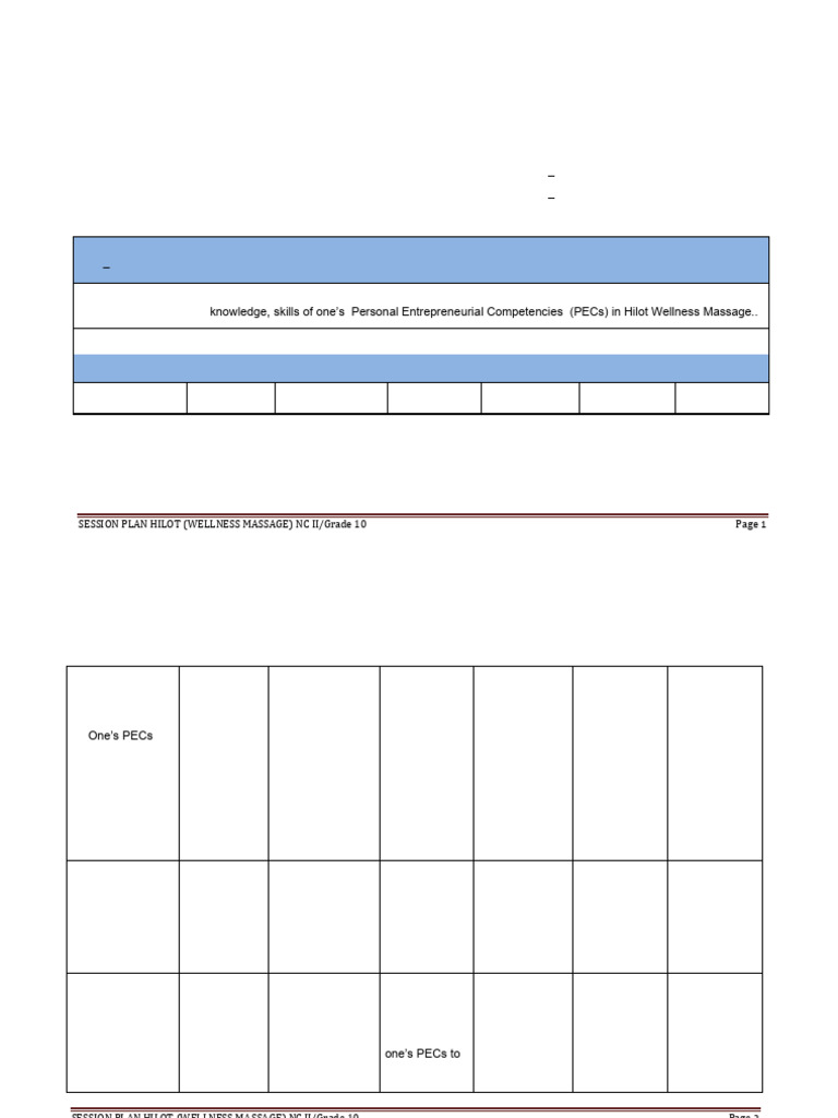 Hilot Wellness Massage Session Plan | PDF