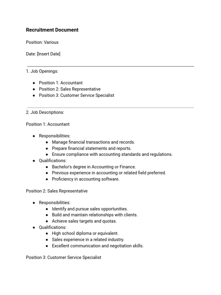 Recruitment Document | PDF | Recruitment | Accounting