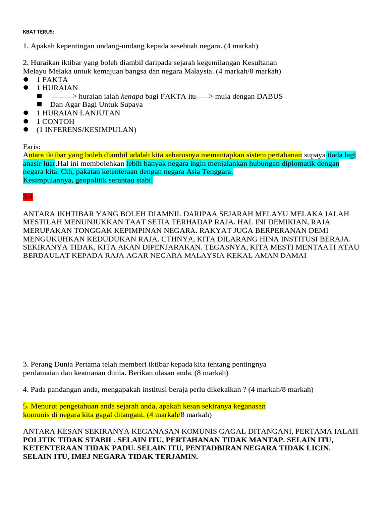 Jenis Jenis Soalan Kbat | PDF