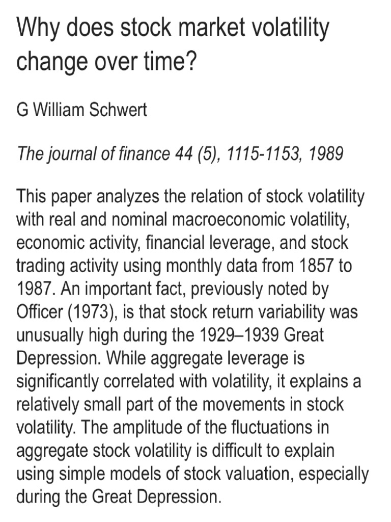 Stock Market Volatility - Google Scholar | PDF