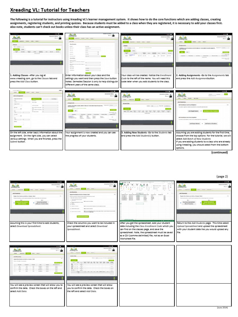 Xreading VL Teacher Tutorial Guide | PDF | Comma Separated Values ...