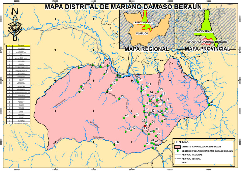 Mapa y Centros Poblados de Mariano Damaso Beraun | PDF