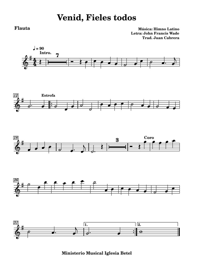 Venid Fieles Todos-Flauta | PDF
