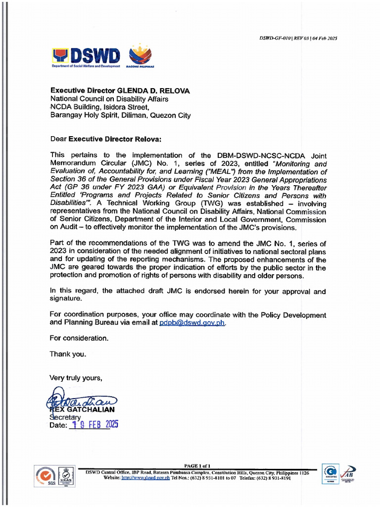 NCDA-JMC No. 1s2023 | PDF