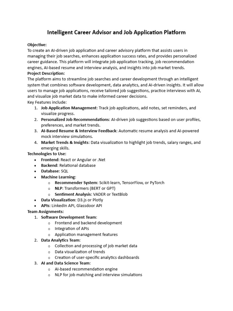 Intelligent Career Advisor and Job Application Platform | PDF ...