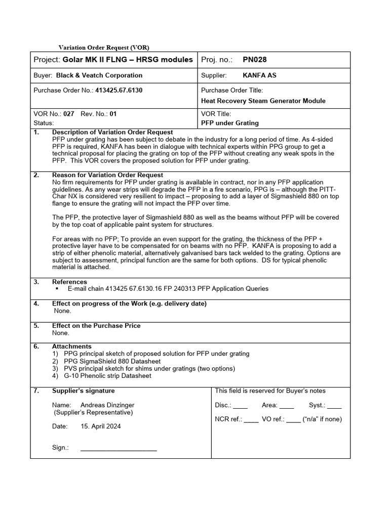 67.6130-VOR-027 - Rev01 PFP Under Grating | PDF | Legal Liability ...