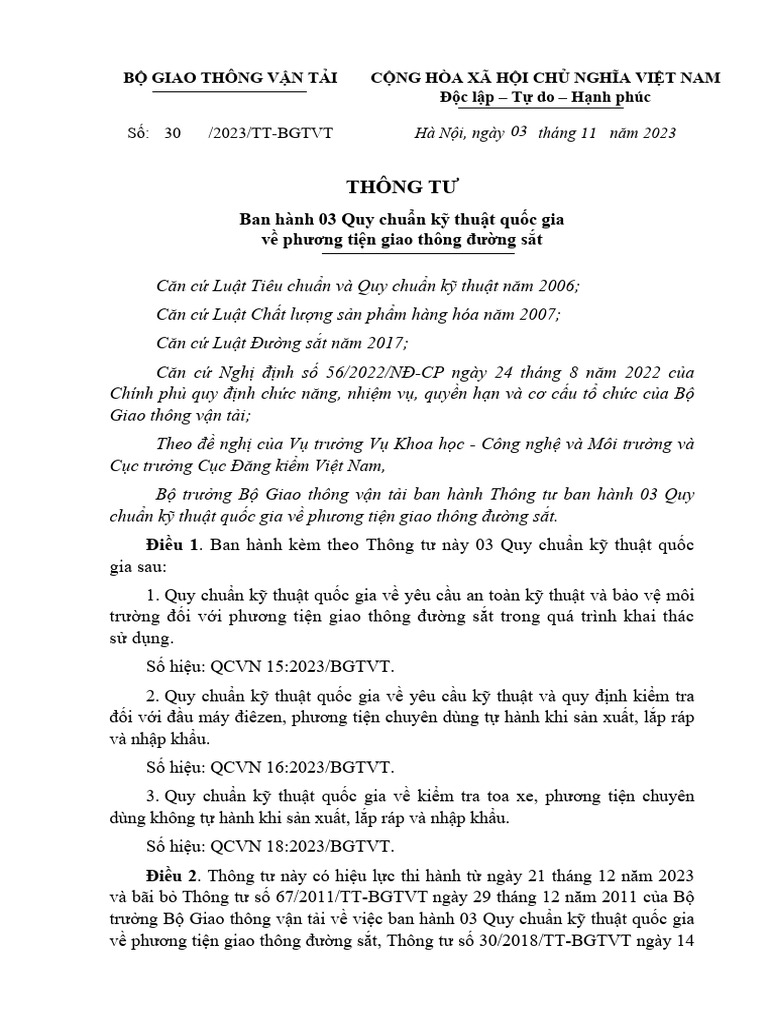 Thong Tu Ban Hanh 03 QCVN | PDF