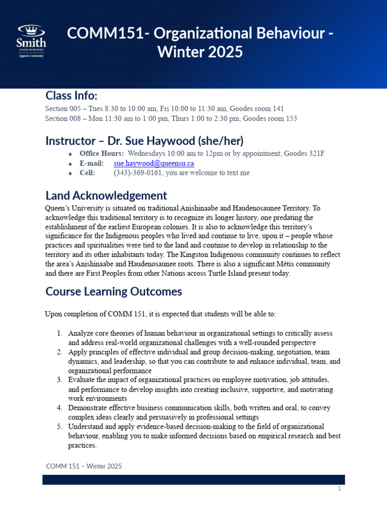 151 Smith Syllabus Winter 2025 | PDF | Turnitin | Academic Integrity