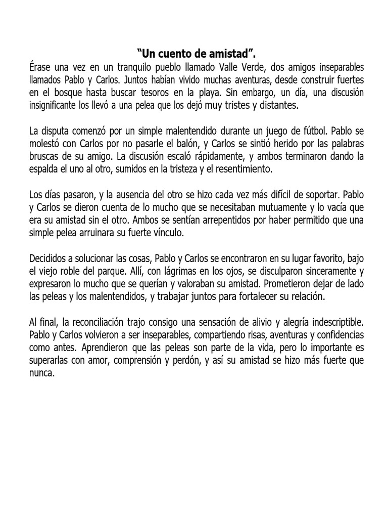 Amistad y Reconciliación en Valle Verde | PDF