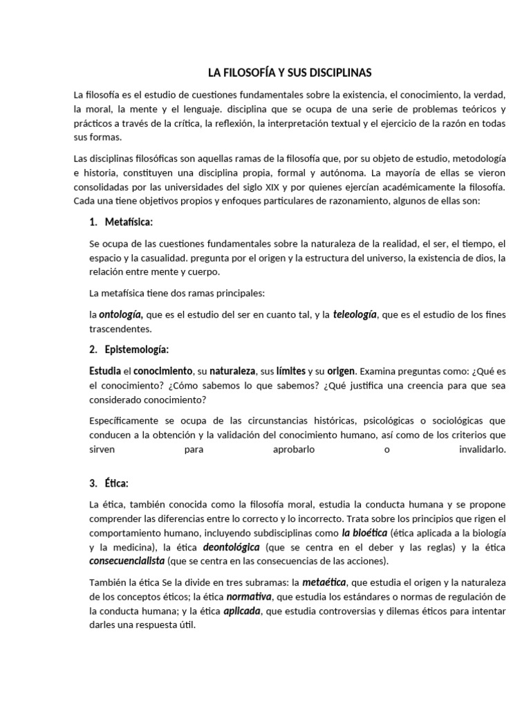 Disciplinas de la Filosofía Explicadas | PDF | Filosofía de la religión ...