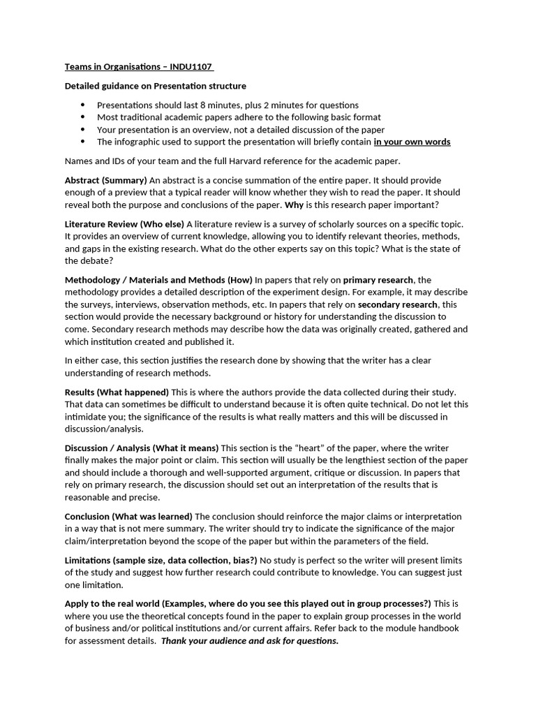 Detailed Guidance On The Presentation of An Acedmic Paper 2024 | PDF ...