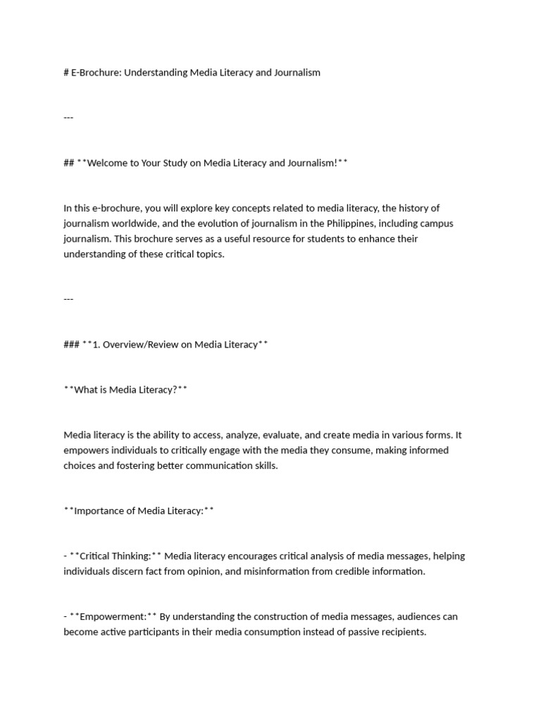 e Brochure | PDF | Journalism | Critical Thinking