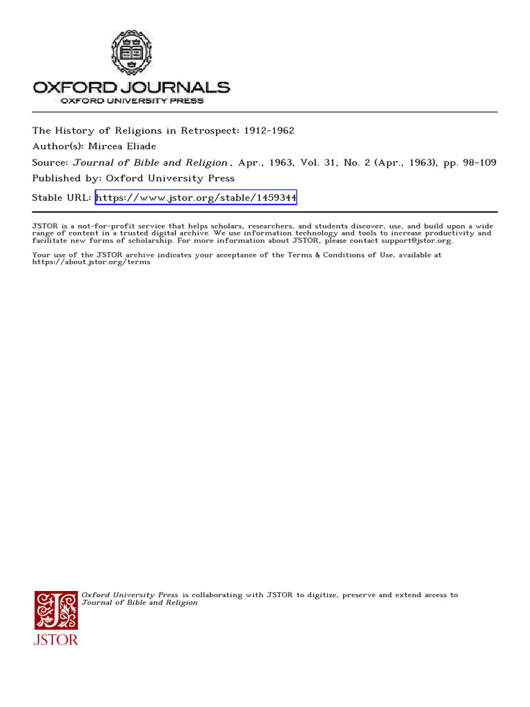 History of Religions: 1912-1962 Analysis | PDF | Carl Jung | Émile Durkheim
