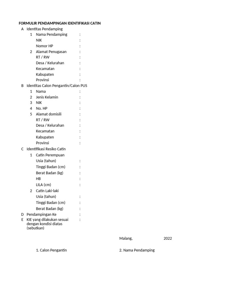 Blanko Pendampingan TPK 2025 Kec Ngajum (1) | PDF