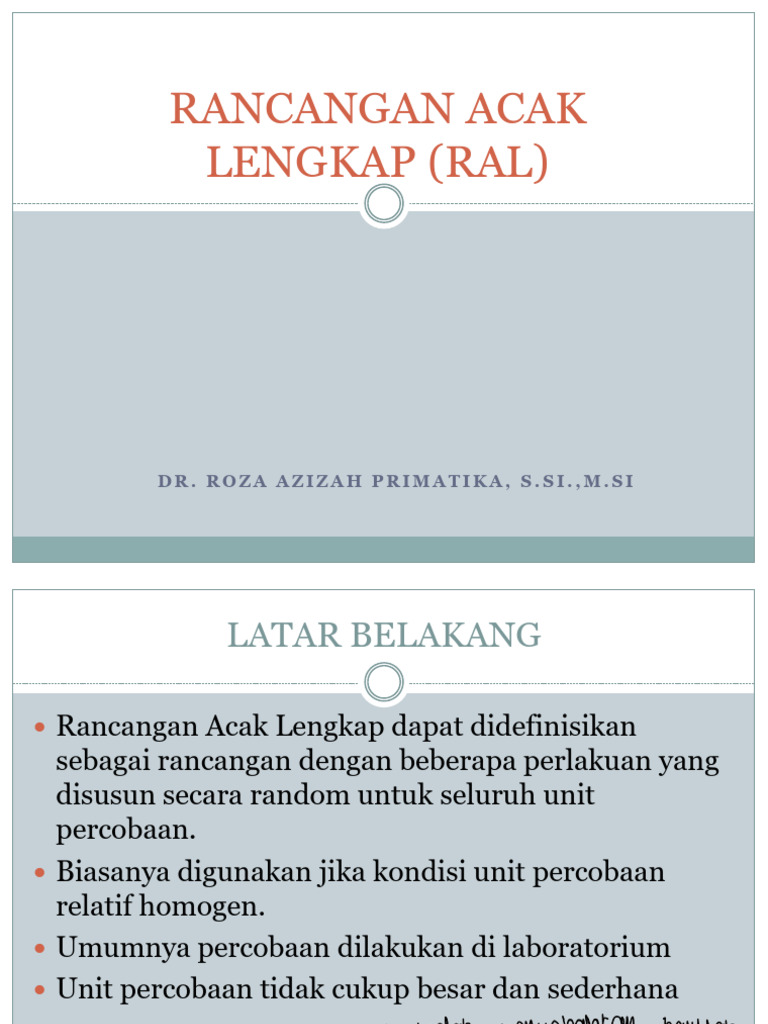 Rancangan Acak Lengkap (Ral) | PDF
