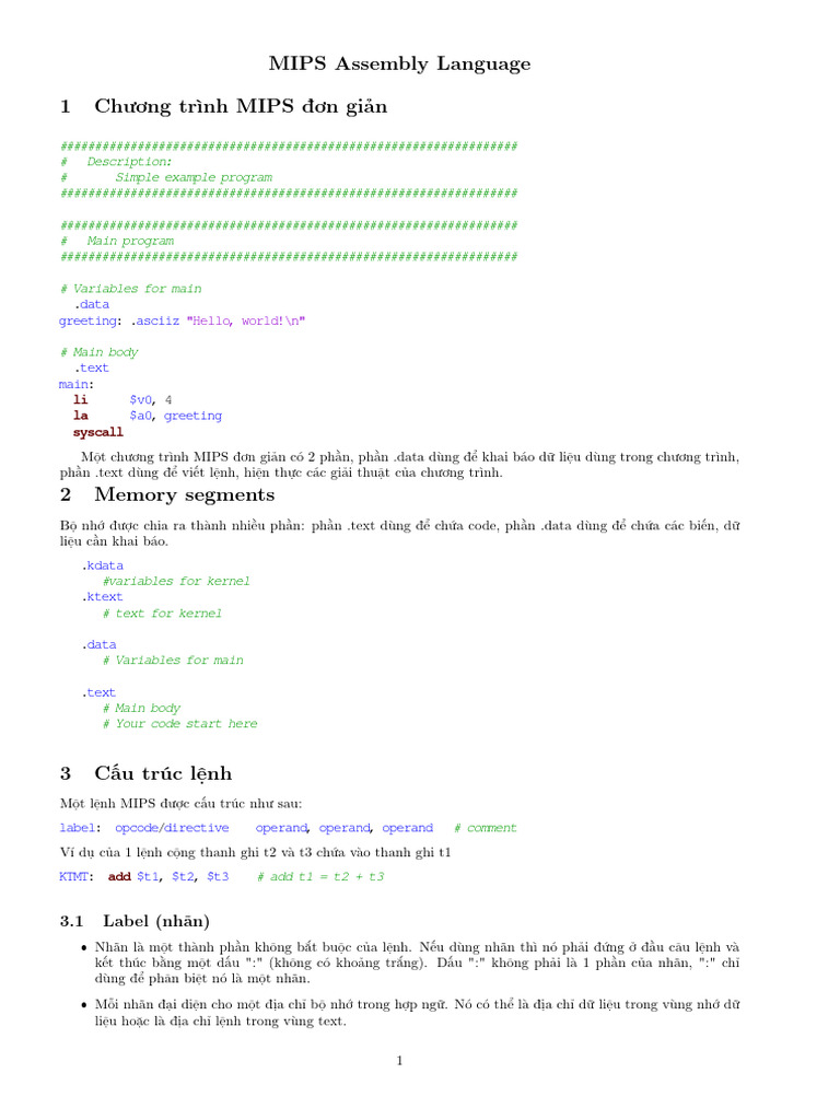 MIPS Assembly Language | PDF
