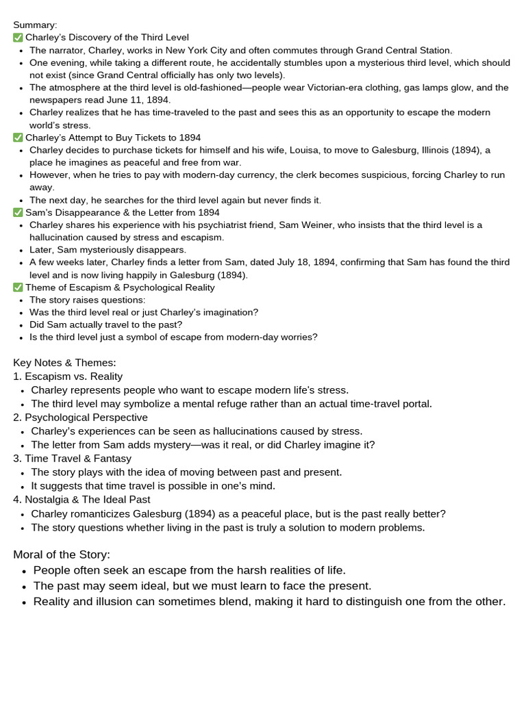 Summary of "The Third Level" | PDF | Psychology | Behavioural Sciences