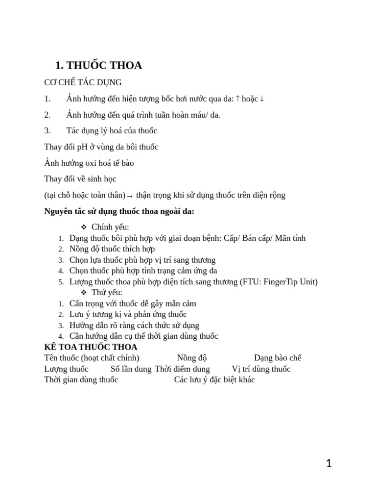1. THUỐC THOA | PDF