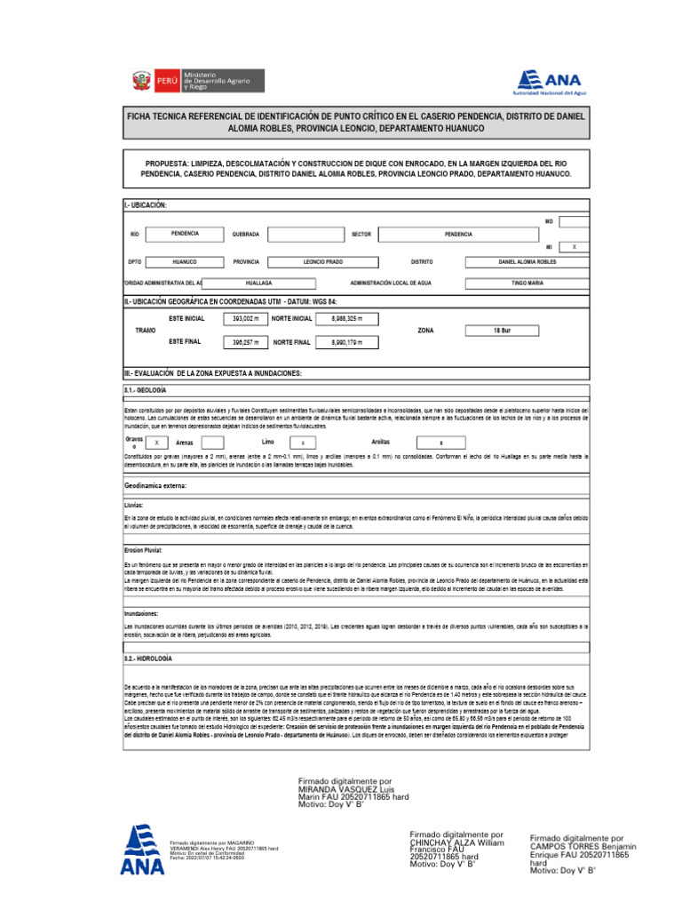13 FICHA Rio PENDENCIA - SECTOR PENDENCIA - 2022 | PDF | Erosión | Río