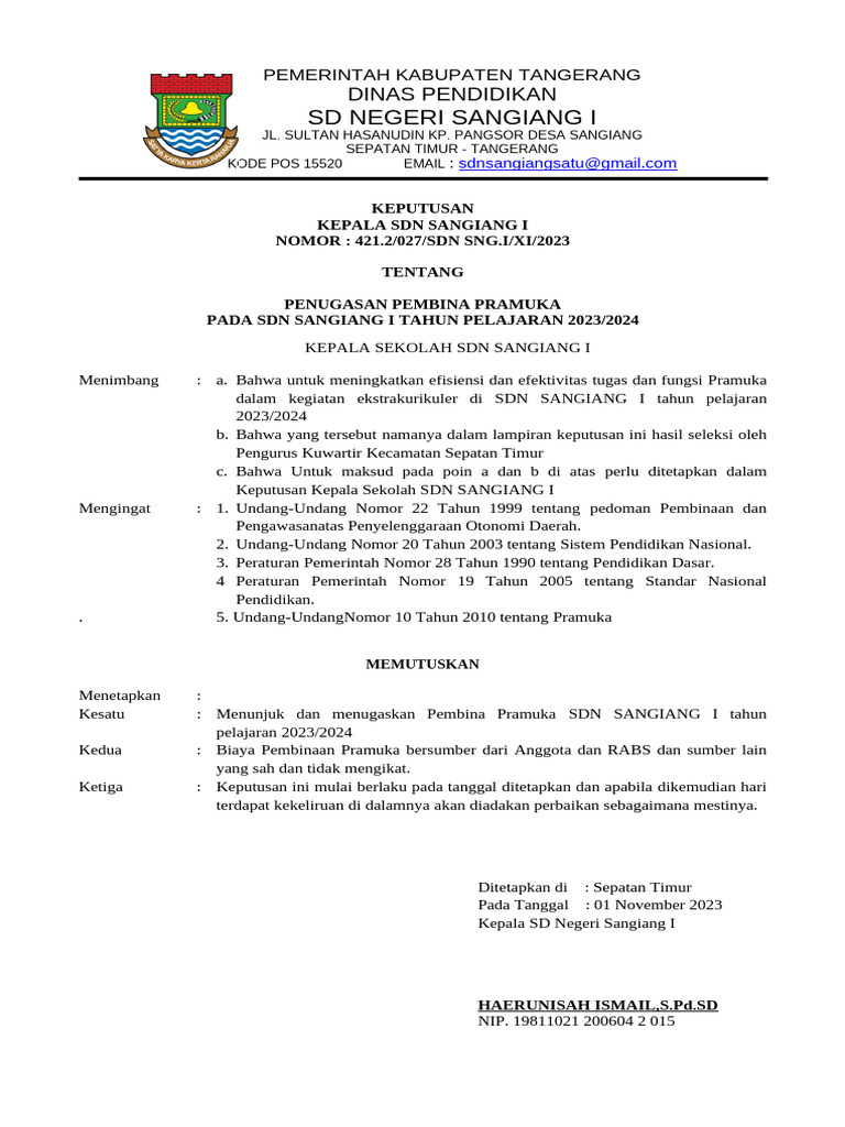 Sk Ekskul Pramuka | PDF