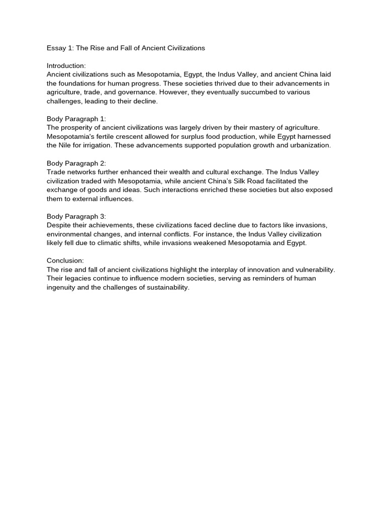 Essay 1 - The Rise and Fall of Ancient Civilizations | PDF
