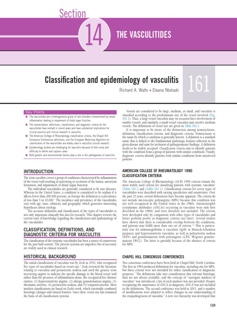 161 Classification and epidemiology of vasculitis | PDF | Immunology ...