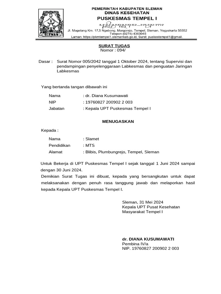 Surat Tugas PNS | PDF