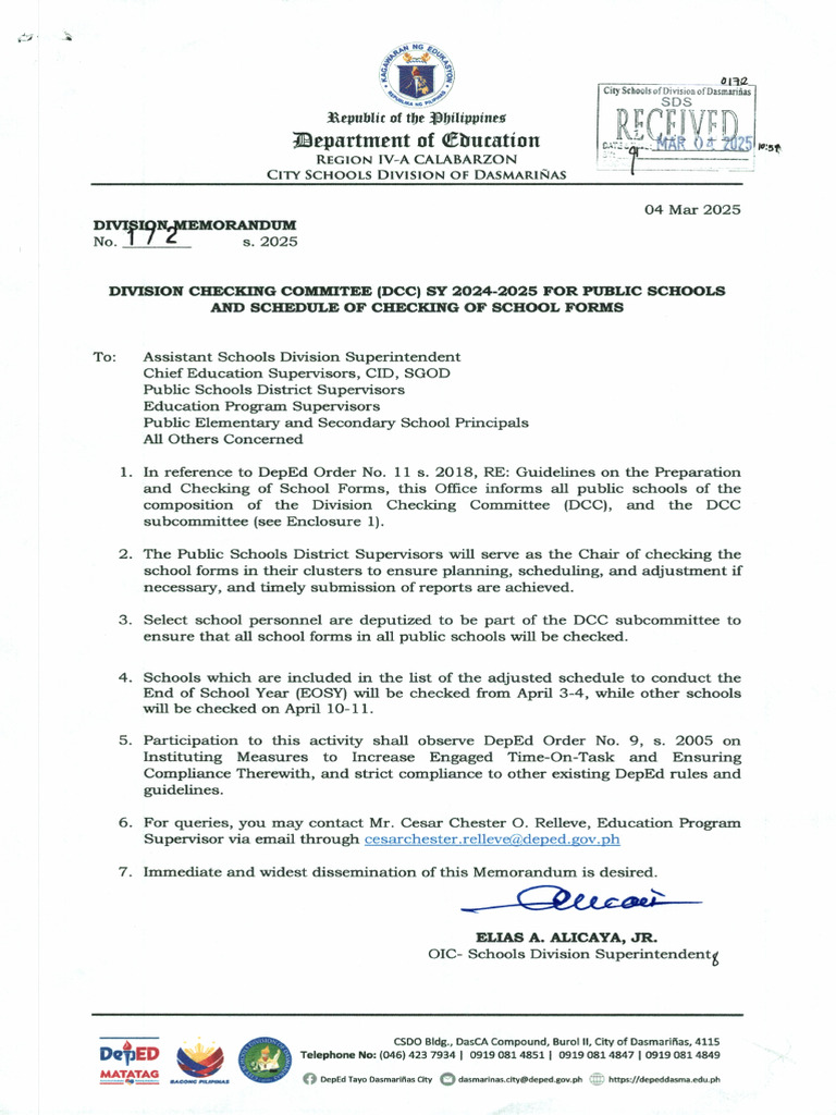 0172 Division Memorandum No. 172 S. 2025 | PDF | Governance ...