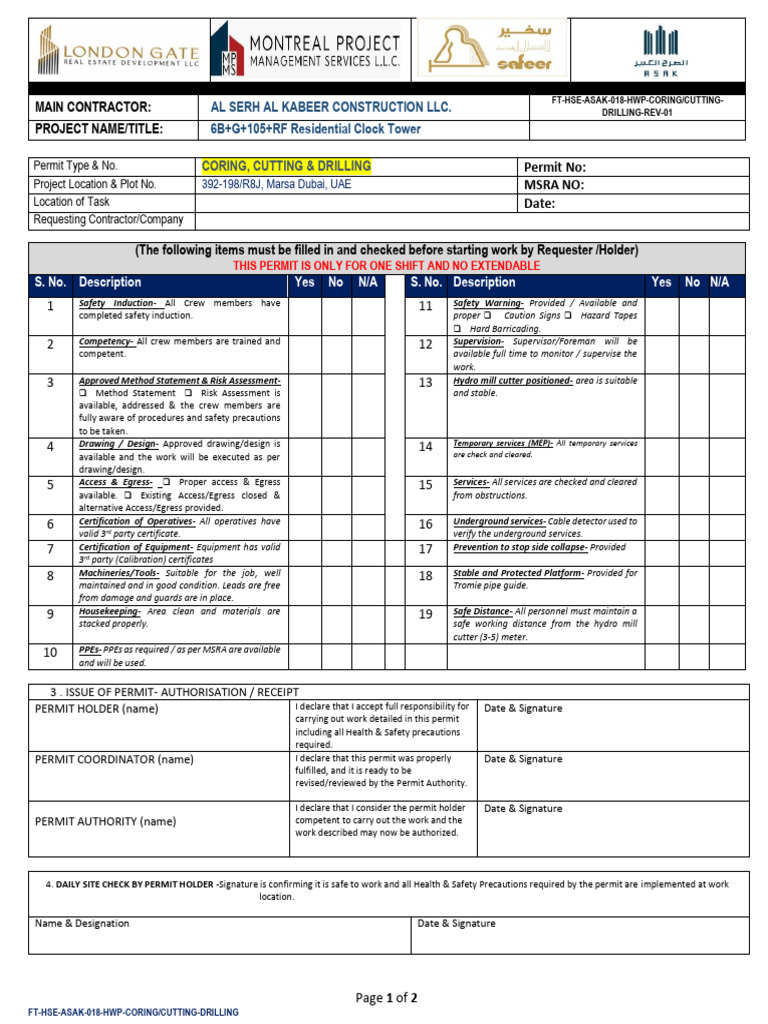 ASAK Construction Safety Permit Guide | PDF | Safety