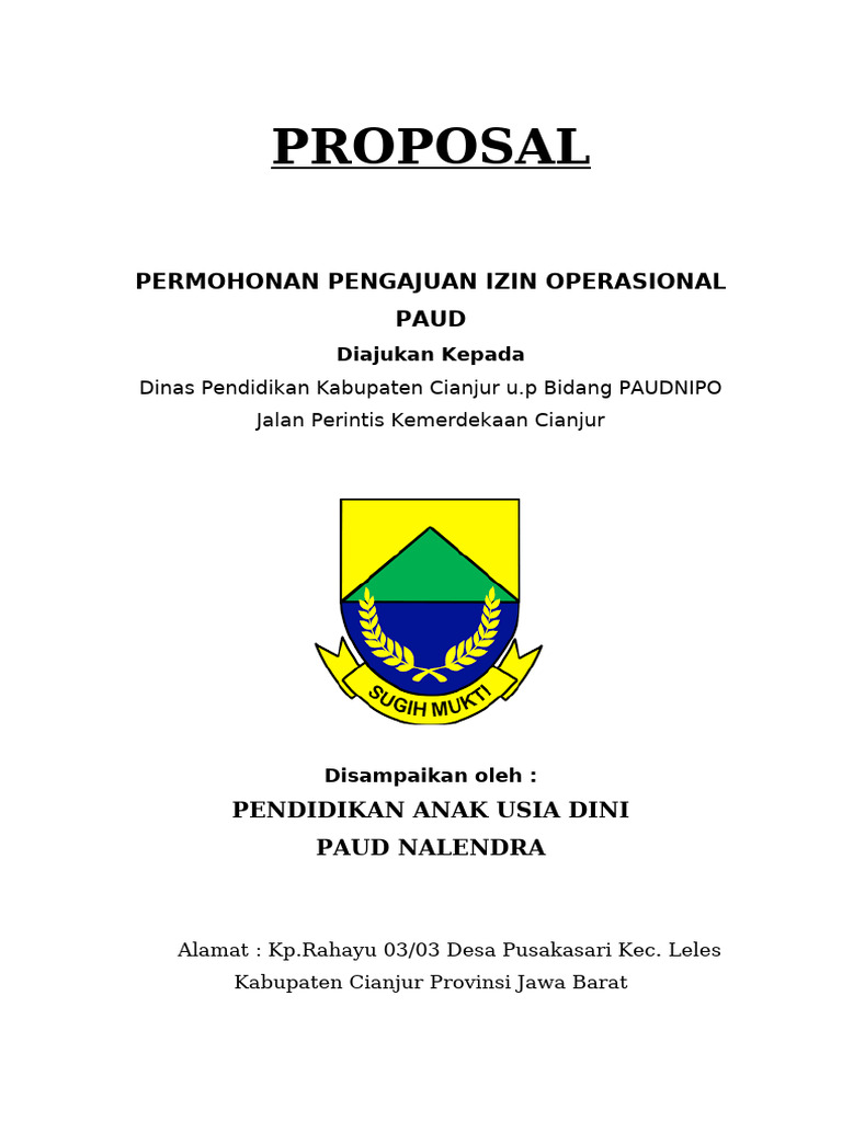 Pengajuan Ijin Operasional Paud Nalendra | PDF
