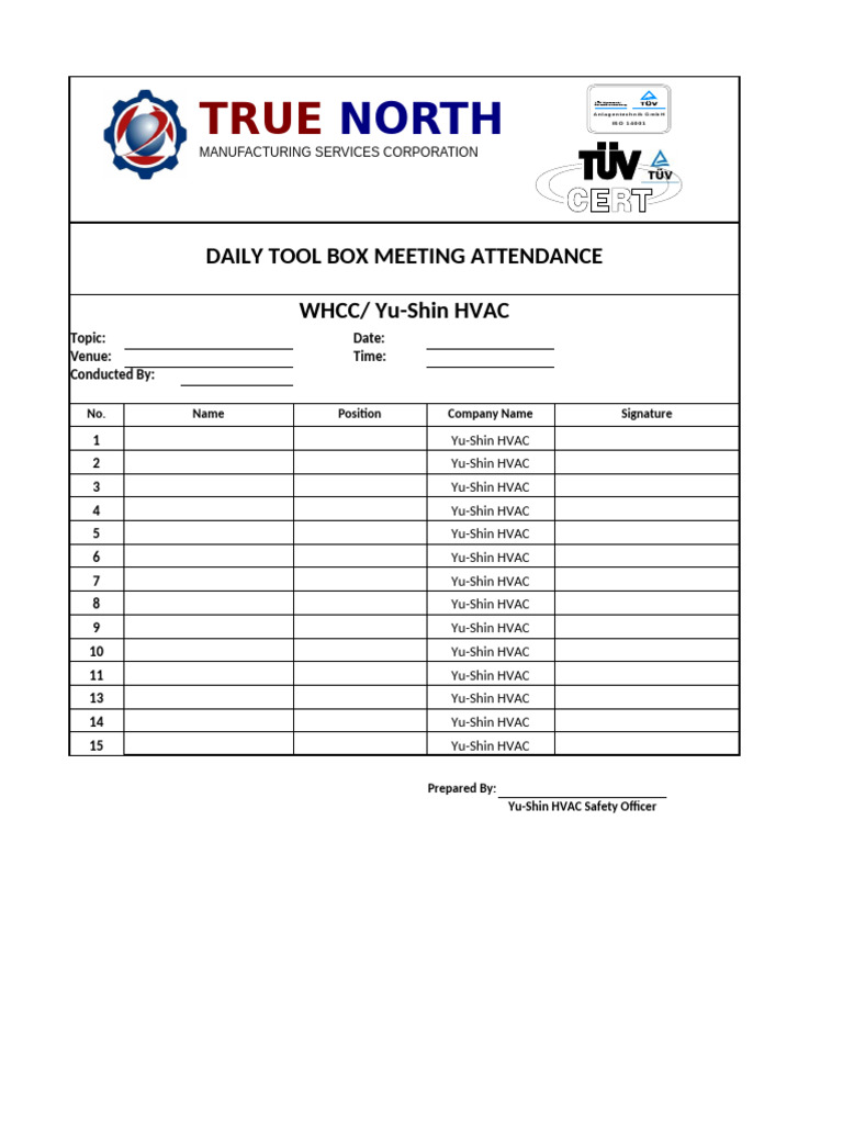 Toolbox Attendance | PDF
