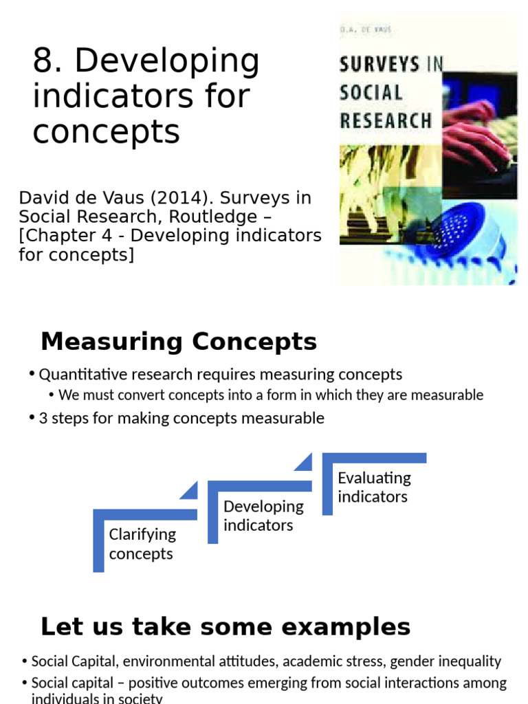 Developing Indicators For Concepts | PDF | Social Capital | Validity (Statistics)