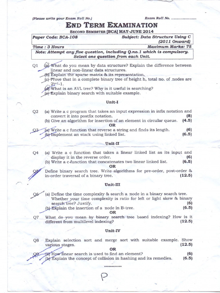 DSAUC [106]End Term Question Papers | PDF