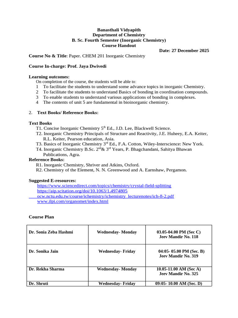 Inorganic Chemistry Course Handout | PDF | Coordination Complex ...