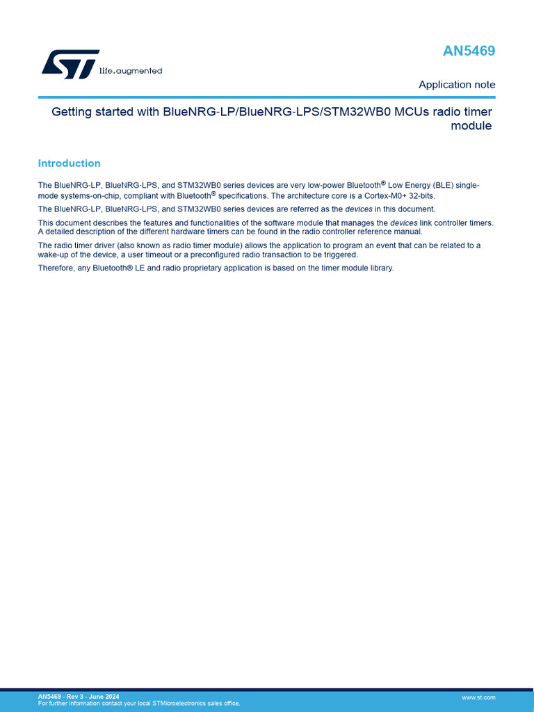 An5469 Getting Started With Bluenrglpbluenrglpsstm32wb0 Mcus Radio Timer Module ...