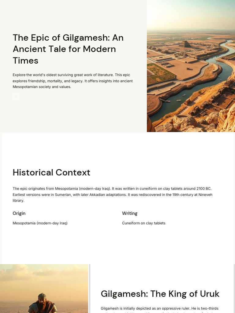 The Epic of Gilgamesh An Ancient Tale For Modern Times | PDF | Epic Of ...