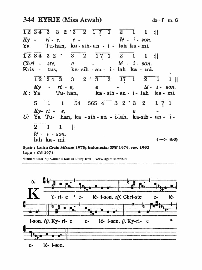 PS 344 Kyrie (Misa Arwah) | PDF