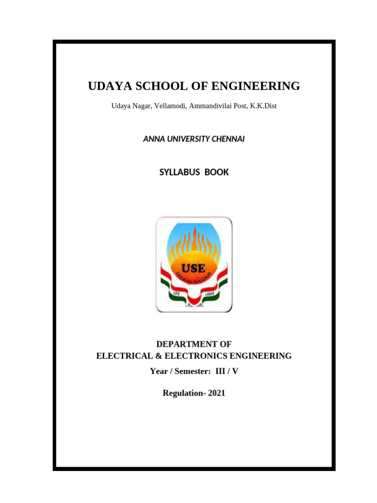 Be V Sem Syllabus Reg-2021 | PDF | Electric Motor | Power Inverter