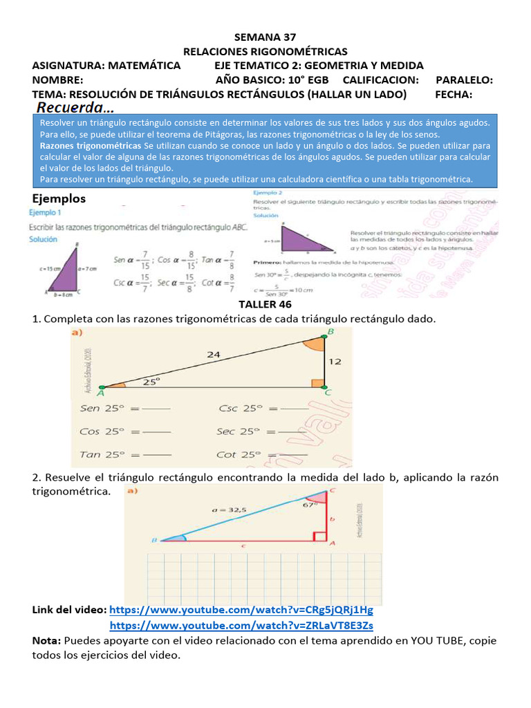 Anexo de Matemática 10mo Egb a-b Semana 37-27-25 t46 | PDF